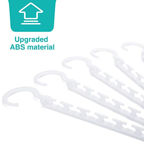 HOUSE DAY Sturdy Plastic Space Saving Hangers Cascading Hanger Organizer Pack of 12 Closet Space Saver Multifunctional Hangers for Heavy Clothes (White)