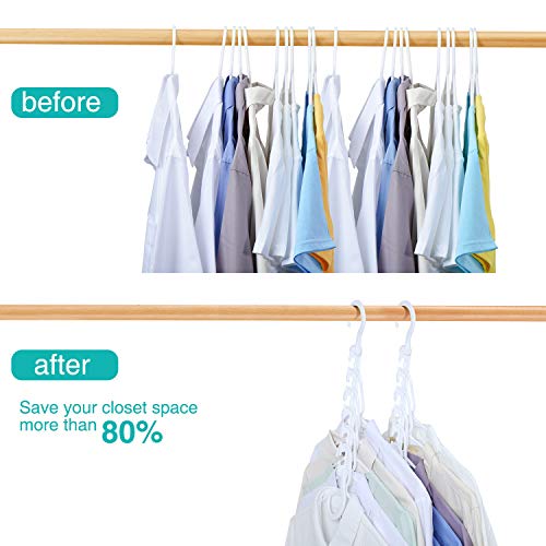 HOUSE DAY Sturdy Plastic Space Saving Hangers Cascading Hanger Organizer Pack of 12 Closet Space Saver Multifunctional Hangers for Heavy Clothes (White)