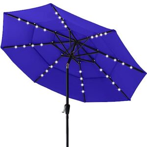 ABCCANOPY Solar Led Patio Umbrellas 3-Tiers 11FT (Blue)