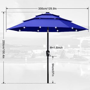 ABCCANOPY Solar Led Patio Umbrellas 3-Tiers 11FT (Blue)