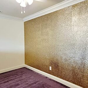 DHHOUSE Self Adhesive Champagne Gold Chunky Glitter Wallpaper, Sparkle Glitter Wallpaper for Wall (17.4in x 16.4ft, Champagne Gold)