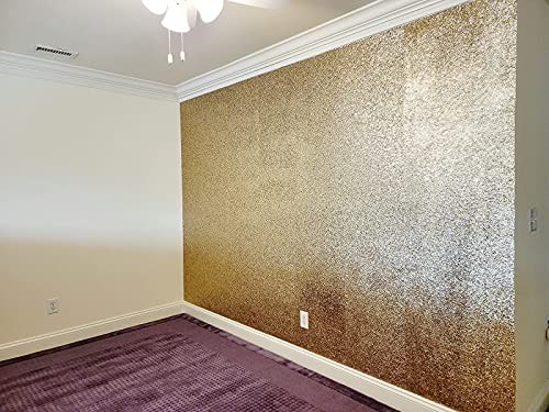 DHHOUSE Self Adhesive Champagne Gold Chunky Glitter Wallpaper, Sparkle Glitter Wallpaper for Wall (17.4in x 16.4ft, Champagne Gold)