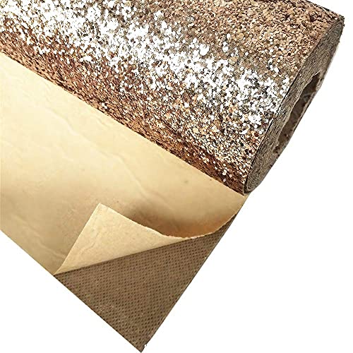 DHHOUSE Self Adhesive Champagne Gold Chunky Glitter Wallpaper, Sparkle Glitter Wallpaper for Wall (17.4in x 16.4ft, Champagne Gold)