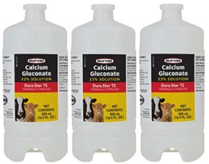 durvet 3 pack of calcium gluconate 23% solution, 16.9 ounces each, treats milk fever (parturient paresis) in cattle