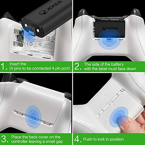 Lithium Rechargeable Battery Pack for Both Xbox Series X|S and Xbox One/S/X/Elite/Elite 2 Controller; Plug Play and Charge Kit; Charging Status LED; Long Life; Quick Charge; 2 Sets for 2 Controllers