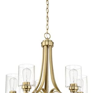 Craftmade 50525-BNK Bolden Clear Seeded Glass Shade Chandelier, 5-Light 500 Watts, Brushed Polished Nickel