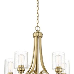 Craftmade 50525-BNK Bolden Clear Seeded Glass Shade Chandelier, 5-Light 500 Watts, Brushed Polished Nickel