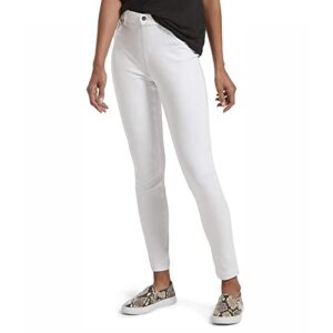 hue women's ultra soft high waist denim leggings, white, small