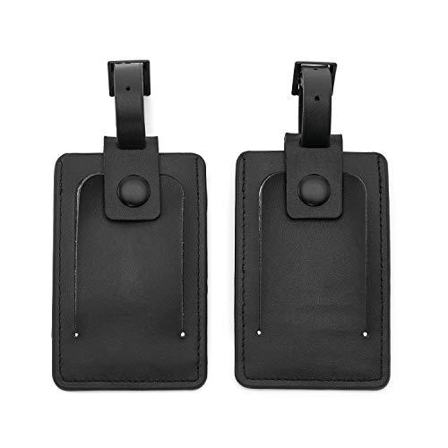 Samsonite 2-Pack Leather Luggage ID Tag, Black Logo, One Size