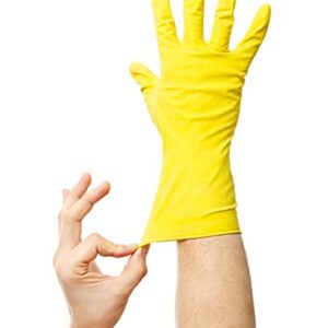 SteadMax 3 Pack Yellow Cleaning Dish Gloves, Professional Natural Rubber Latex Dishwashing Gloves, Reusable Kitchen Dishwasher Gloves Medium Size (3 Pairs) (Pack of 1)