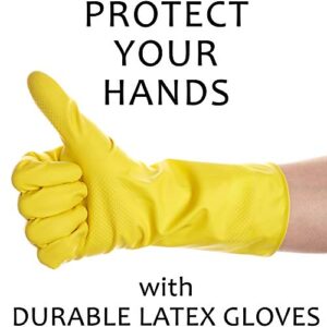 SteadMax 3 Pack Yellow Cleaning Dish Gloves, Professional Natural Rubber Latex Dishwashing Gloves, Reusable Kitchen Dishwasher Gloves Medium Size (3 Pairs) (Pack of 1)