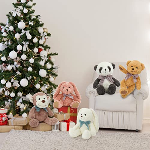 DOLDOA 5 Packs Soft Stuffed Animals Plush Cute Teddy Bear/Monkey/Panda/Rabbit Toy for Kids Boys Girls, as a Gift for Birthday/Christmas/Valentine's Day 12.5 inch (5 Packs, 5 Colors)