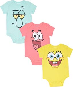 nickelodeon spongebob squarepants patrick squidward baby boys 3 pack bodysuit spongebob 0-3 months