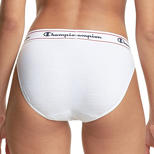 Champion Panties, Heritage Bikini Underwear for Women, Moisture-Wicking, Cotton Stretch, White, 2X Large