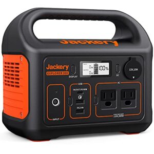 jackery portable power station explorer 300, 293wh backup lithium battery, 110v/300w pure sine wave ac outlet, solar generator (solar panel not included) for outdoors camping travel hunting blackout