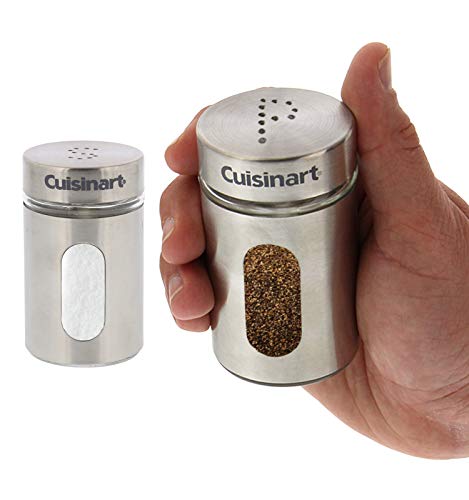 Cuisinart Salt and Pepper Shakers Set, 2.8 ounces - Easy to Fill Glass Salt and Pepper Shakers with Viewing Window - Great for Storing Salt and Pepper, Spices and Seasonings - Black