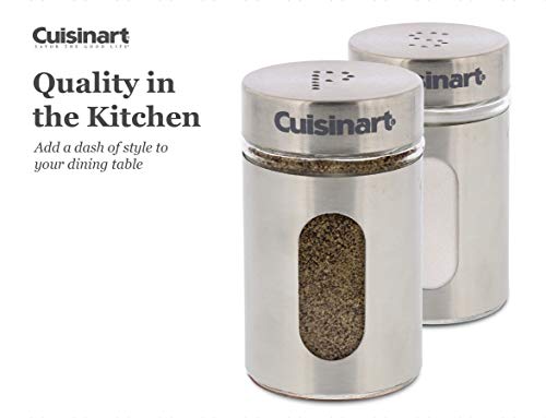 Cuisinart Salt and Pepper Shakers Set, 2.8 ounces - Easy to Fill Glass Salt and Pepper Shakers with Viewing Window - Great for Storing Salt and Pepper, Spices and Seasonings - Black