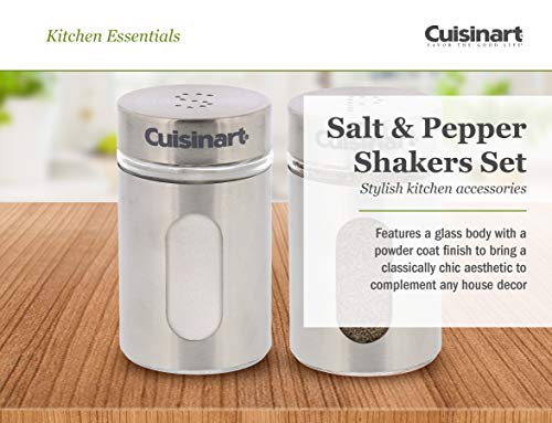 Cuisinart Salt and Pepper Shakers Set, 2.8 ounces - Easy to Fill Glass Salt and Pepper Shakers with Viewing Window - Great for Storing Salt and Pepper, Spices and Seasonings - Black