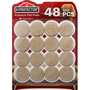 best felt furniture pads x-protector - 48 premium chair felt pads floor protector for furniture feet wood hardwood floors - protect your hard floors! (beige)