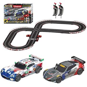 carrera go!!! 62521 onto the podium electric powered slot car racing kids toy race track set includes 2 hand controllers and 2 cars in 1:43 scale