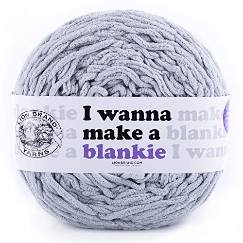 Lion Brand Yarn Wanna Make a Blankie Yarn, Pearl Grey