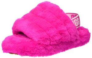 ugg unisex-child fluff yeah slide slipper, rock rose, 6 big kid us