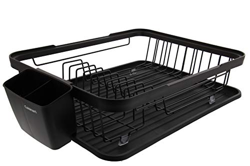 Cuisinart Wire Dish Drying Rack and Tray Set – 3 Piece Set Includes Wire Dish Drying Rack, Utensil Caddy, and Draining Board – Measures 19 x 12.75 x 4.25 Inches – Matte Black/Matte Black Wire