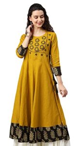 yash gallery women's cotton slub sequin work angrakha kurtis (mustard yellow)