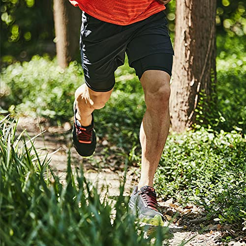 Leidowei Men's 2-in-1 Running Shorts Workout Jogger Gym Quick-Dry Bodybuliding Athletic Short with Pockets Green L