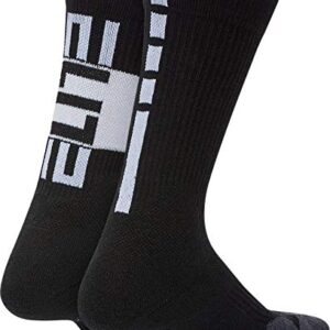 Nike Boy`s Elite Basketball Crew Socks 2 Pack (Black(RN0289-023)/White, 4-5(Kids 7C-10C))