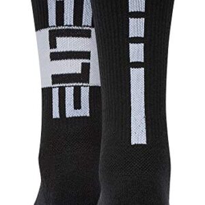 Nike Boy`s Elite Basketball Crew Socks 2 Pack (Black(RN0289-023)/White, 4-5(Kids 7C-10C))