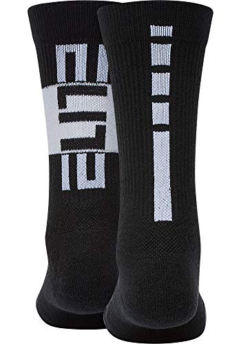 Nike Boy`s Elite Basketball Crew Socks 2 Pack (Black(RN0289-023)/White, 4-5(Kids 7C-10C))