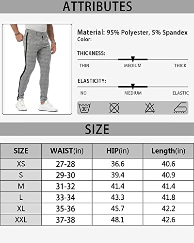 CANGHPGIN Mens Plaid Stretch Dress Pants Slim Fit Skinny Chino Pants Tapered Men Checkered Business Casual Pants Gray