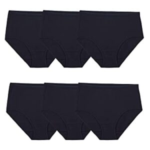 Fruit of the Loom Women's Eversoft Underwear, Tag Free & Breathable, Available in Plus Size, Brief-Cotton-6 Pack-Black, 7