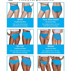 Fruit of the Loom Women's Eversoft Underwear, Tag Free & Breathable, Available in Plus Size, Brief-Cotton-6 Pack-Black, 7