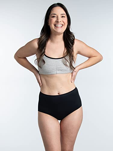 Fruit of the Loom Women's Eversoft Underwear, Tag Free & Breathable, Available in Plus Size, Brief-Cotton-6 Pack-Black, 7