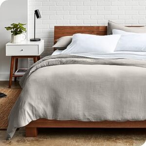 bare home sandwashed duvet cover king/cal king size - premium 1800 collection duvet set - cooling - super soft duvet covers ( sandwashed fog)