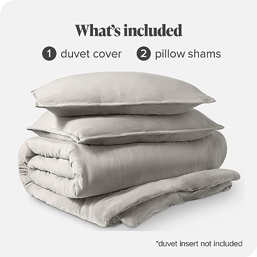 Bare Home Sandwashed Duvet Cover King/Cal King Size - Premium 1800 Collection Duvet Set - Cooling - Super Soft Duvet Covers ( Sandwashed Fog)