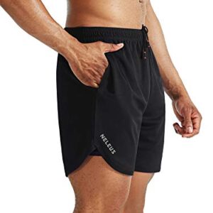 NELEUS Men's 2 in 1 Running Shorts with Liner,Dry Fit Workout Shorts with Pockets,6070,2 Pack,Black/Black,US XL,EU 2XL