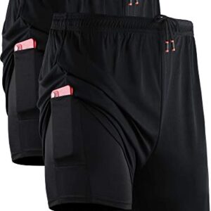 NELEUS Men's 2 in 1 Running Shorts with Liner,Dry Fit Workout Shorts with Pockets,6070,2 Pack,Black/Black,US XL,EU 2XL