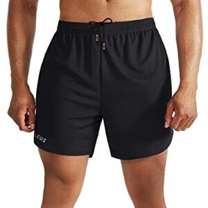 NELEUS Men's 2 in 1 Running Shorts with Liner,Dry Fit Workout Shorts with Pockets,6070,2 Pack,Black/Black,US XL,EU 2XL