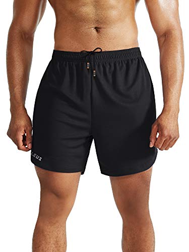 NELEUS Men's 2 in 1 Running Shorts with Liner,Dry Fit Workout Shorts with Pockets,6070,2 Pack,Black/Black,US XL,EU 2XL