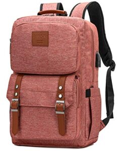 hfsx laptop backpack women men college backpacks bookbag vintage backpack book bag fashion back pack anti theft travel backpacks with charging port fit 15.6 inch laptop pink