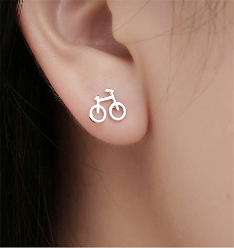 Small Bicycle Studs Earrings for Women Girls 925 Sterling Silver Cartilage Tragus Cute Bike Tiny Unique Safety Pin Earrings Hypoallergenic Post Fashion Personalized Unisex Jewerly Gift for Best Friend