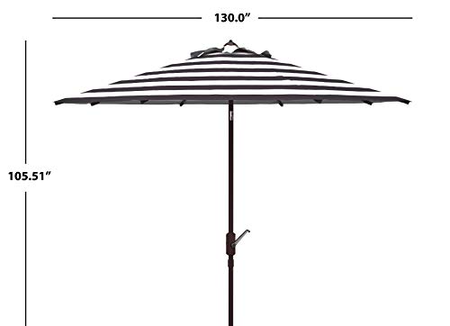 Safavieh PAT8104A Outdoor Iris Fashion Line Black and White 11-Foot Round UV Protected Umbrella