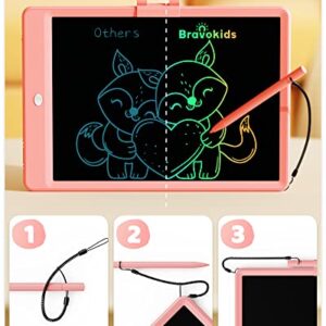 Bravokids Toys for 3-6 Years Old Girls Boys, LCD Writing Tablet 10 Inch Doodle Board, Electronic Drawing Tablet Drawing Pads, Educational Birthday Gift for 3 4 5 6 7 8 Years Old Kids Toddler (Pink)