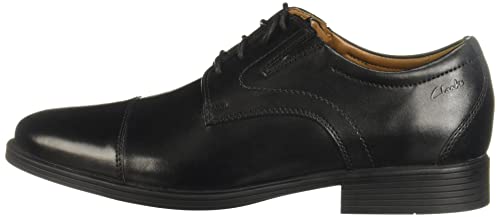 Clarks mens Whiddon Cap Oxford, Black Leather, 10.5 Wide US