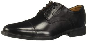 clarks mens whiddon cap oxford, black leather, 10.5 wide us