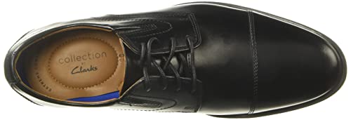 Clarks mens Whiddon Cap Oxford, Black Leather, 10.5 Wide US