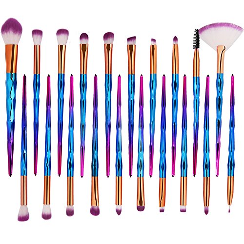 KOLIGHT® Pack of 20pcs Cosmetic Eye Shadow Sponge Eyeliner Eyebrow Lip Nose Foundation Powder Makeup Brushes Sets (purple)